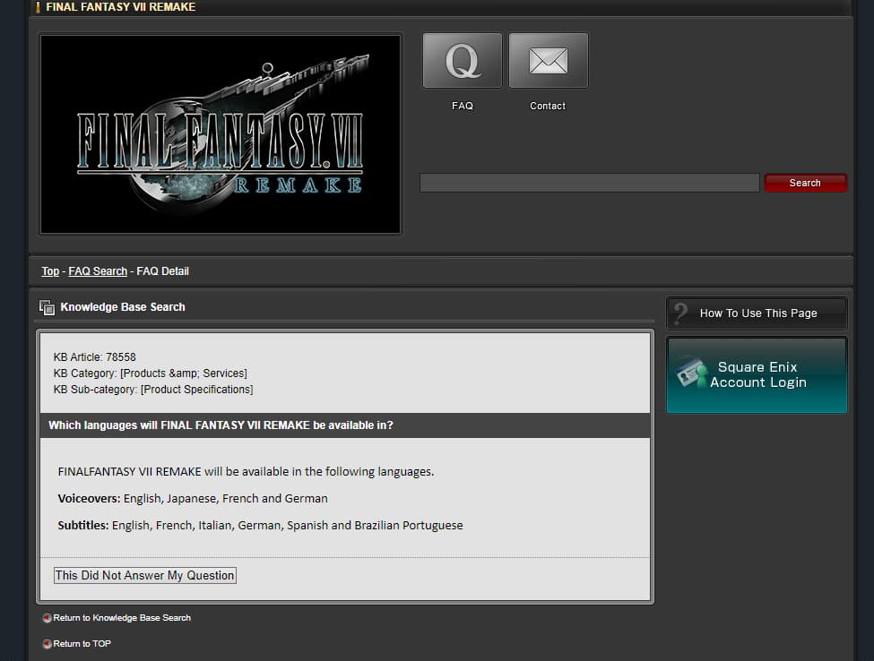 Can you change the language in Final Fantasy VII Remake Demo? - Gamepur