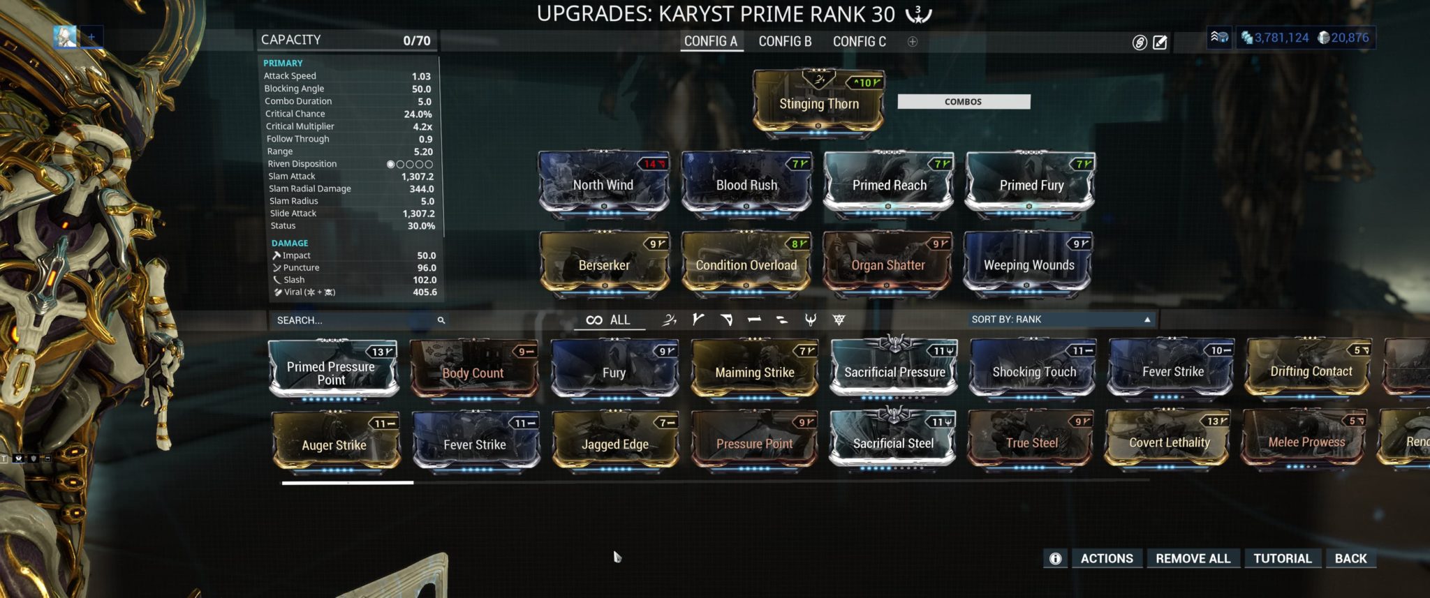 Karyst Prime three Forma build in Warframe - Gamepur