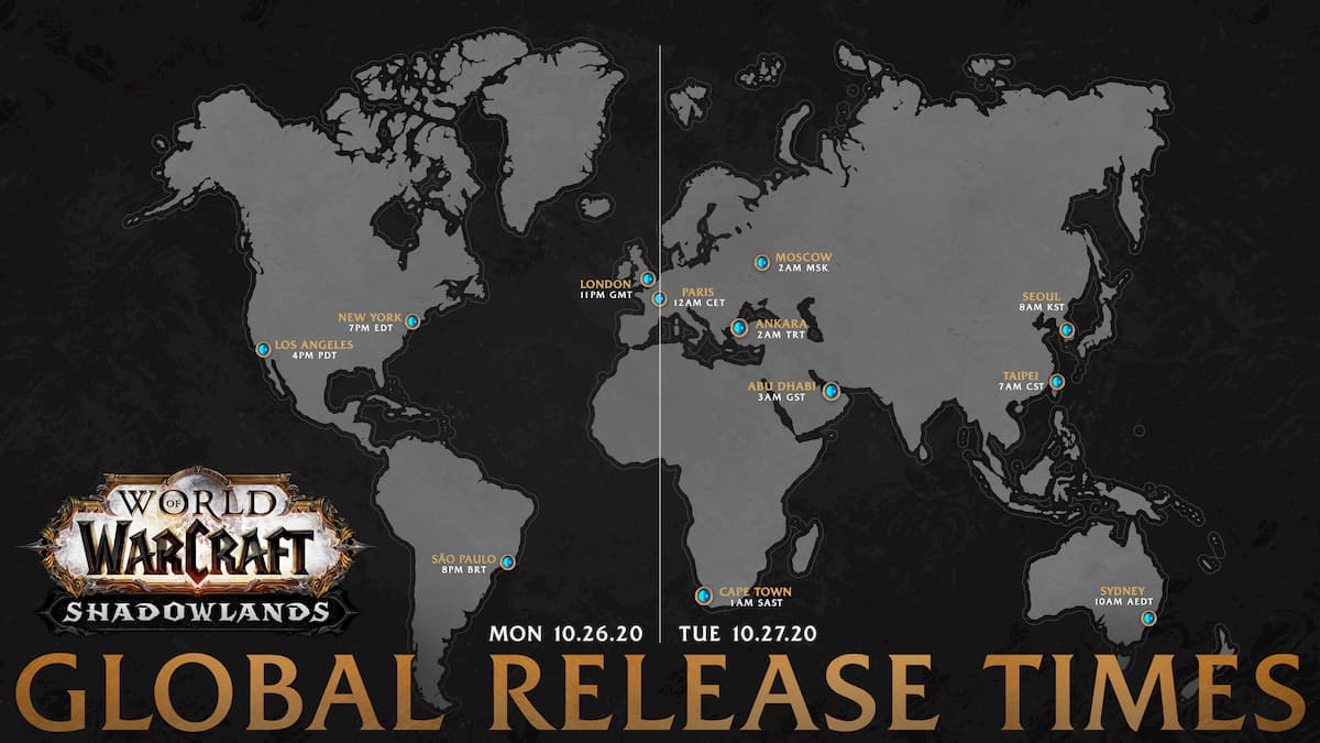 What is the release time for World of Warcraft's Shadowlands expansion ...