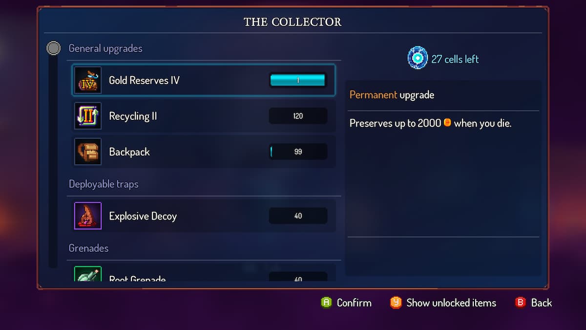 Where to get all Gold Reserves upgrades in Dead Cells - Gamepur