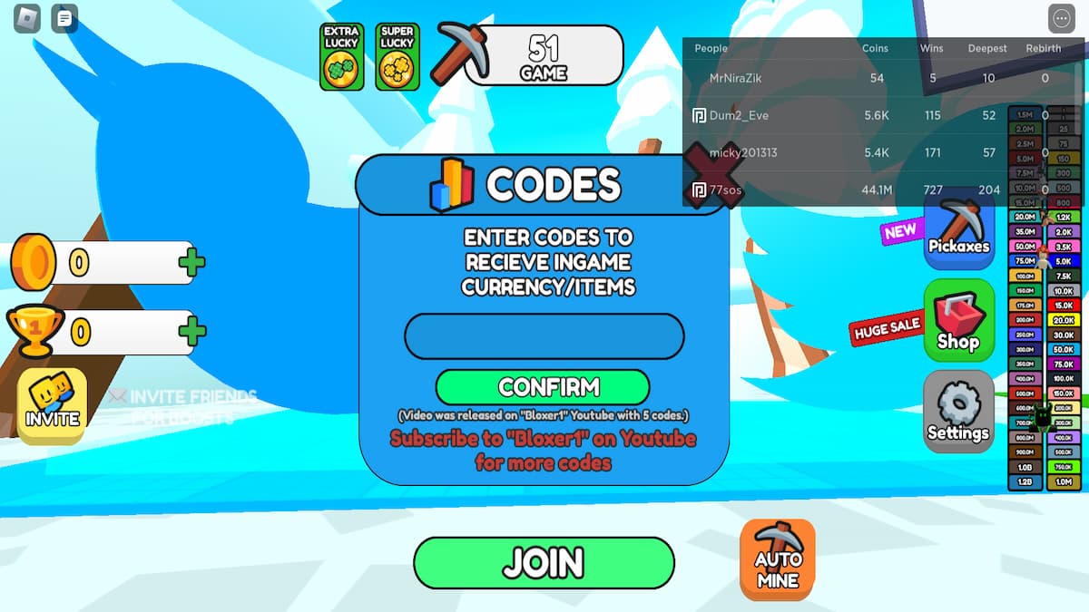 Roblox Mine Racer codes - Gamepur