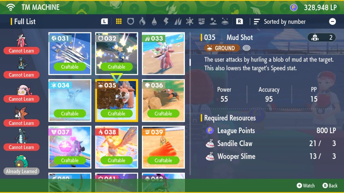 How to craft TM 035 Mud Shot in Pokémon Scarlet and Violet - Gamepur