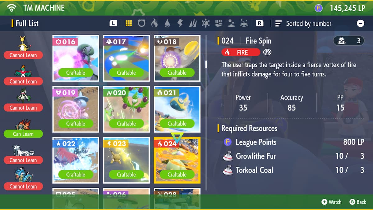 How to craft TM 024 Fire Spin in Pokémon Scarlet and Violet - Gamepur