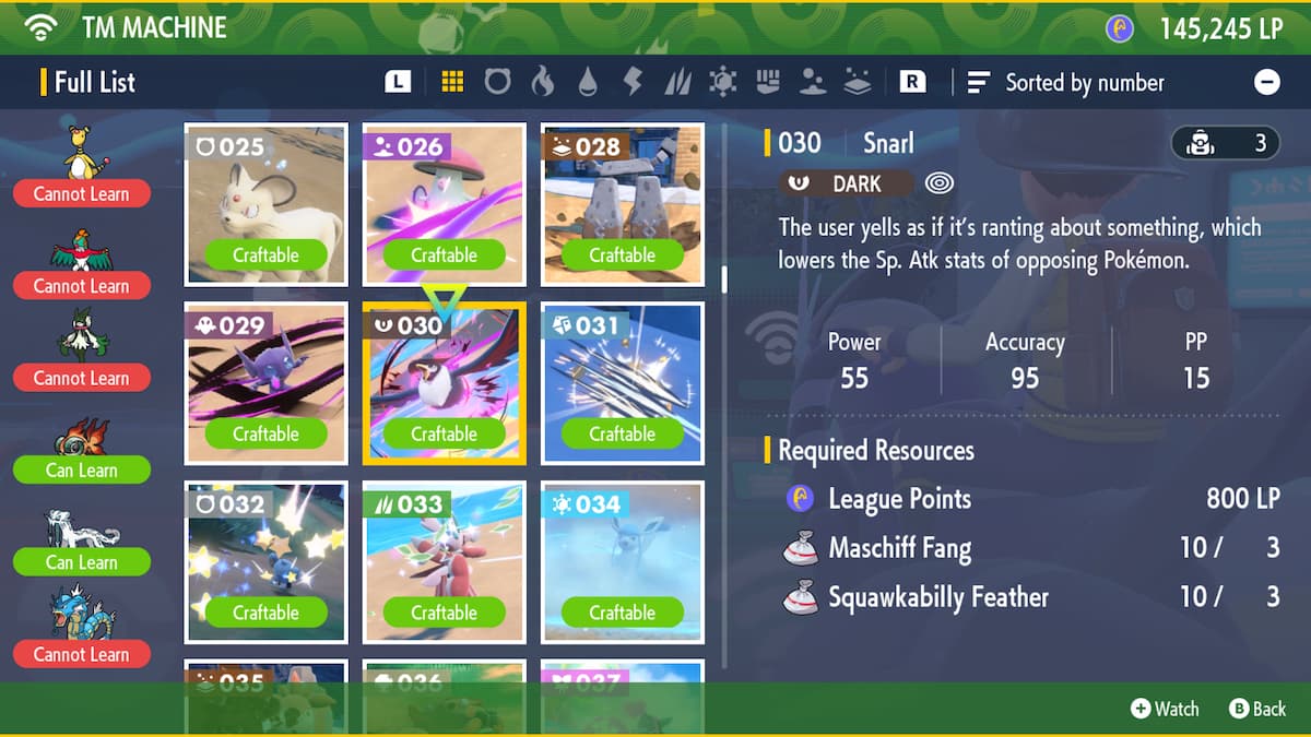 How to craft TM 030 Snarl in Pokémon Scarlet and Violet - Gamepur