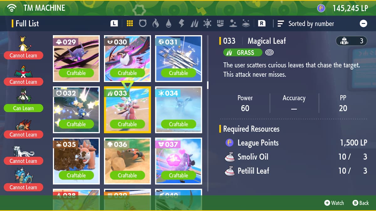 How to craft TM 033 Magical Leaf in Pokémon Scarlet and Violet - Gamepur