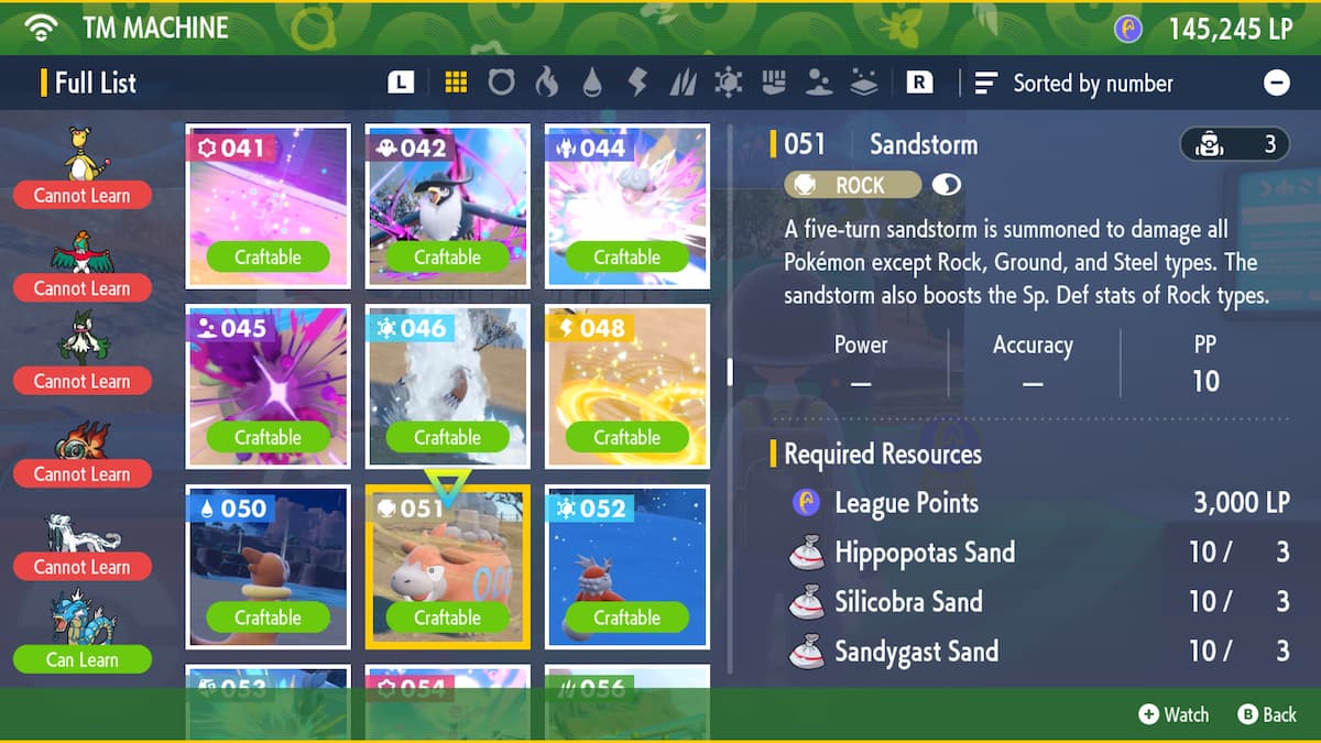 How to craft TM 051 Sandstorm in Pokémon Scarlet and Violet - Gamepur
