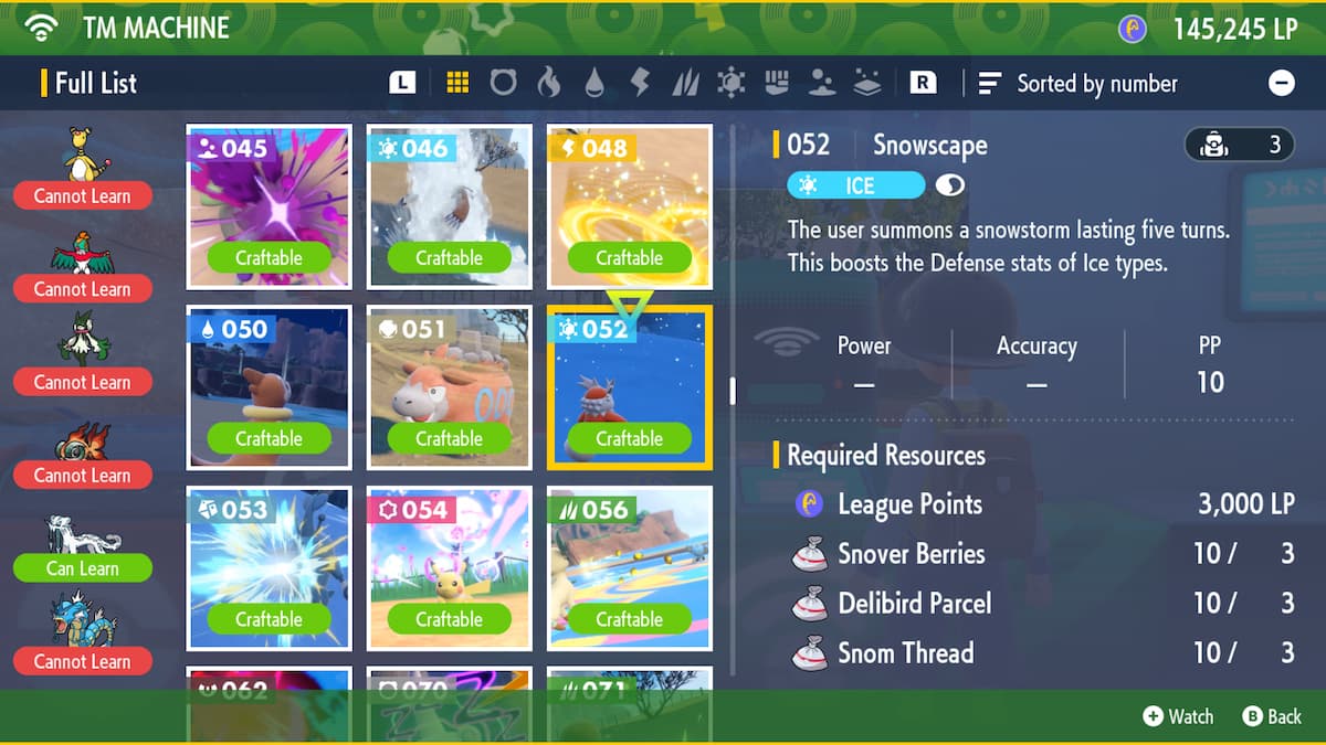 How to craft TM 052 Snowscape in Pokémon Scarlet and Violet - Gamepur