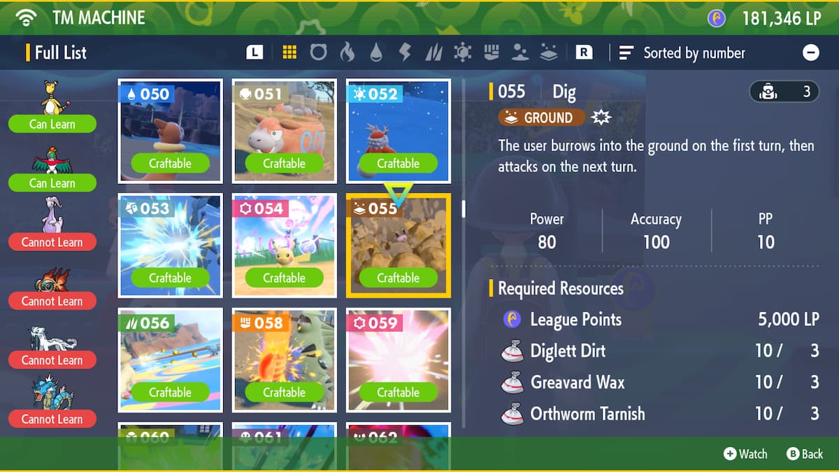 How to craft TM 055 Dig in Pokémon Scarlet and Violet - Gamepur