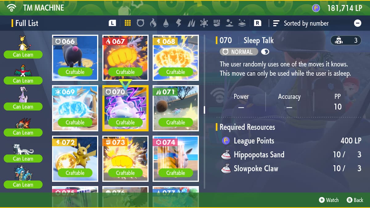 How to craft TM 070 Sleep Talk in Pokémon Scarlet and Violet - Gamepur