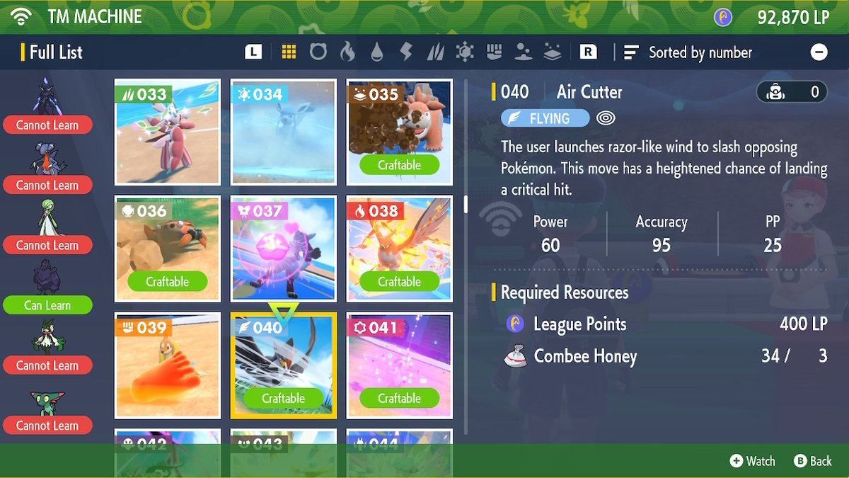 How to craft TM 040 Air Cutter in Pokémon Scarlet and Violet - Gamepur