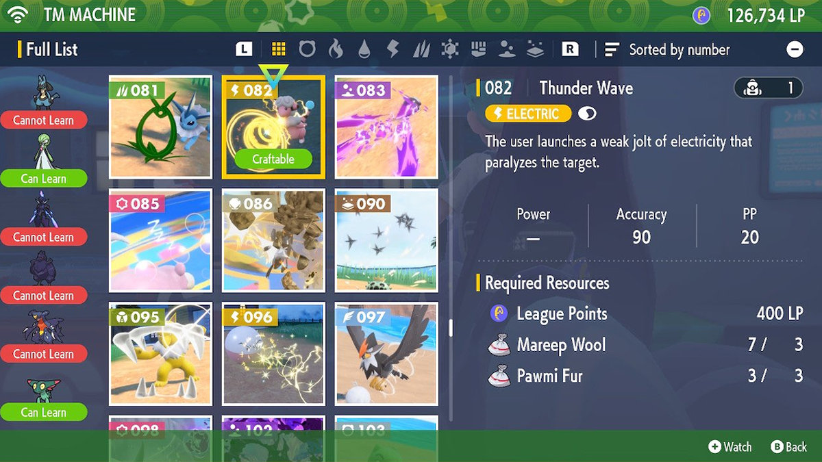 How to craft TM 082 Thunder Wave in Pokémon Scarlet and Violet - Gamepur