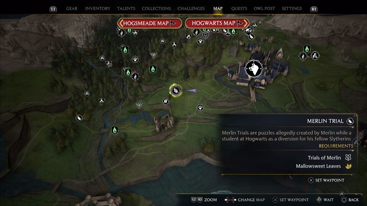 How to solve the Merlin Trial west of Hogsmeade in Hogwarts Legacy ...