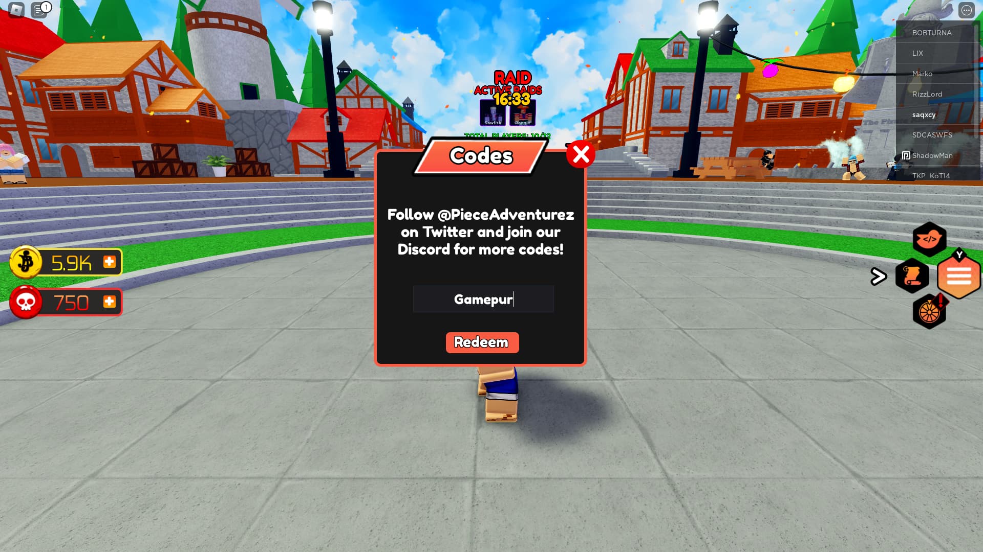 Roblox Piece Adventures Simulator codes - Gamepur