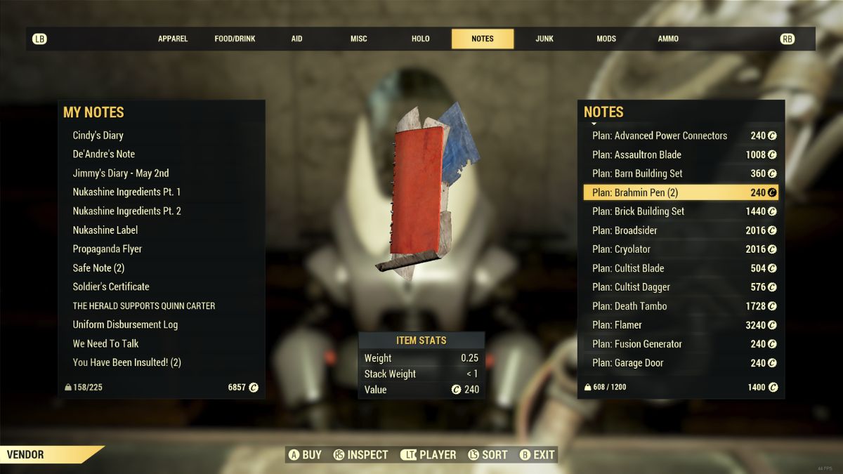 How to get the Brahmin Pen plans in Fallout 76 - Gamepur