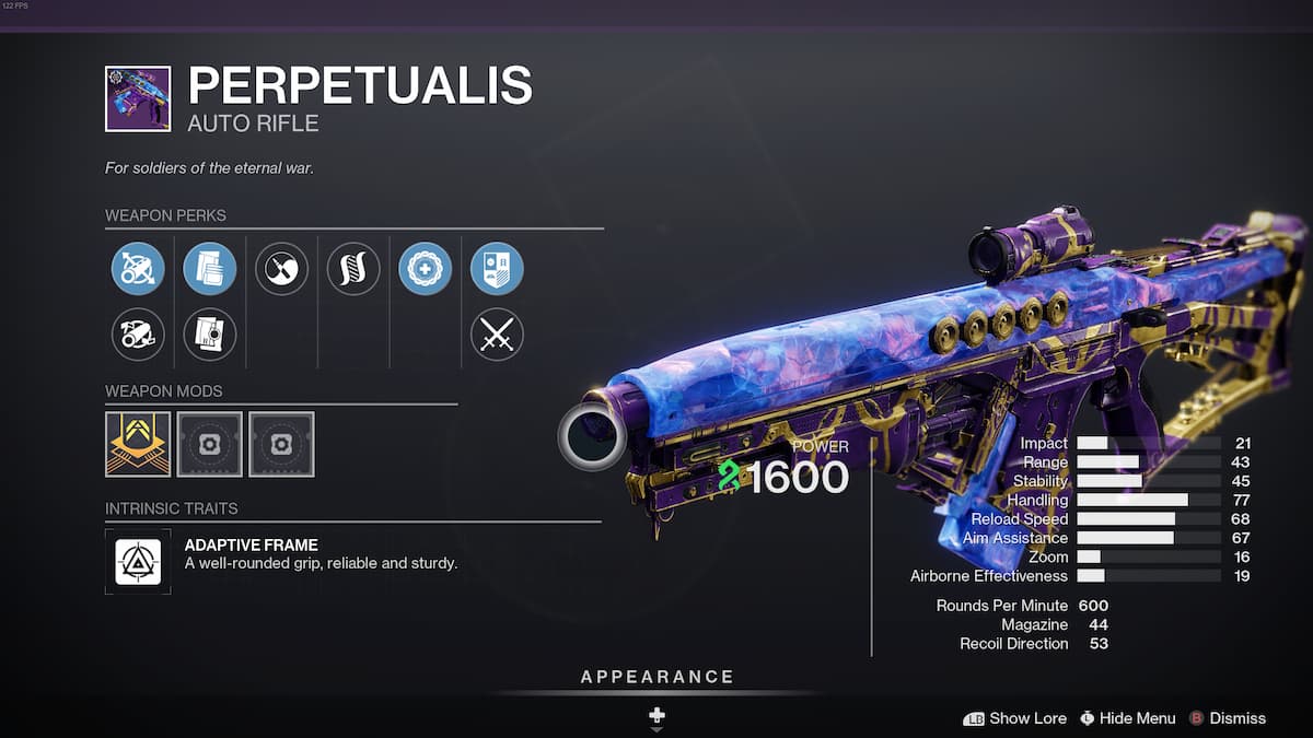 Destiny 2 Perpetualis God Roll guide - PvP and PvE rolls - Gamepur
