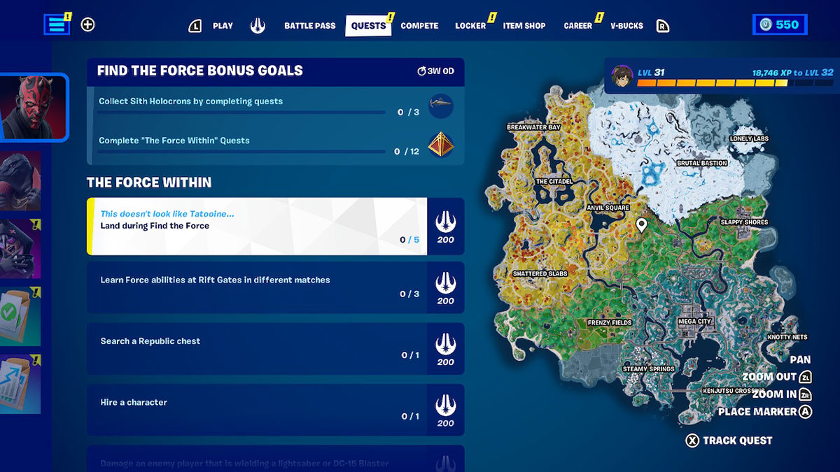 Fortnite: All Find the Force Quests & How to Complete Them - Gamepur