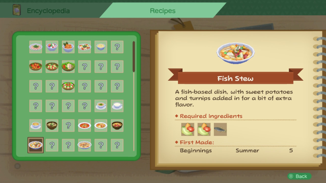 Story of Seasons: A Wonderful Life Remake Cooking Guide - Recipes ...