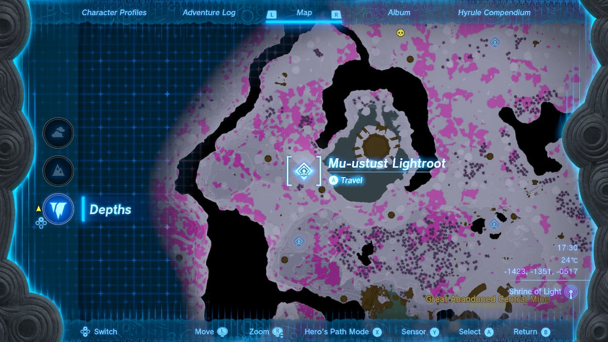 Tears of the Kingdom - All Lightroot Locations In The Depths - Gamepur