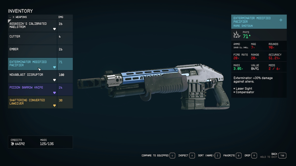 Starfield: Difference Between Modified, Calibrated, & Advanced Weapons ...