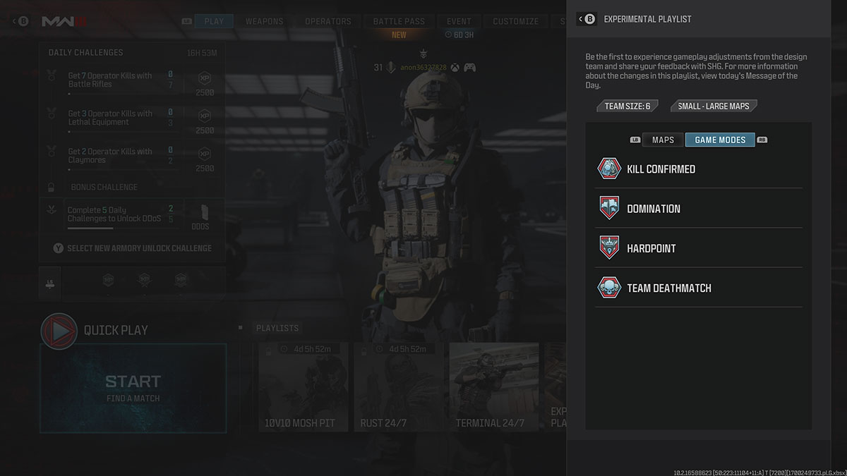 What are MW3 Experimental Playlists & How to Play on Them