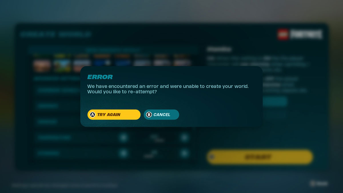 How to Fix the "Unable to Create Your World" Error in LEGO Fortnite