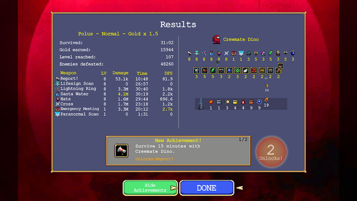 How to Unlock All New Items in Vampire Survivors: Emergency Meeting