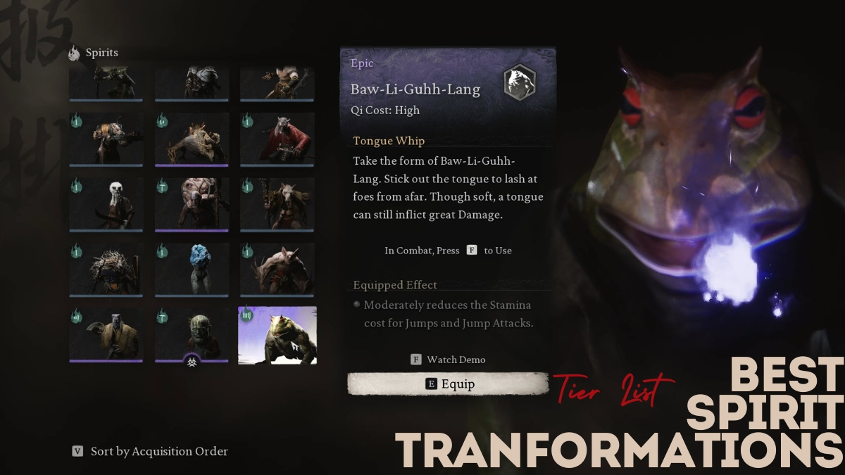 Black Myth Wukong Tier List: Best Spirit Transformations Ranked - Gamepur