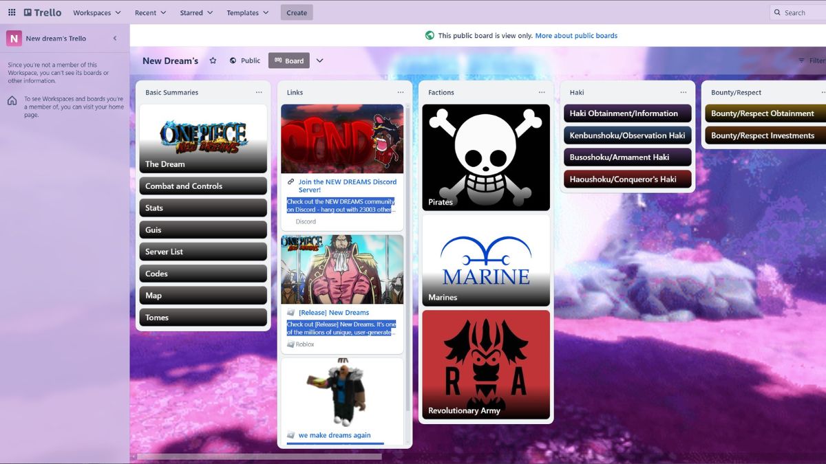 One Piece New Dreams Trello Link (September 2024) - Gamepur