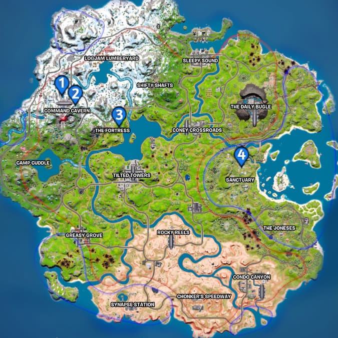 All boss locations in Fortnite Chapter 3 Season 2 - Gamepur